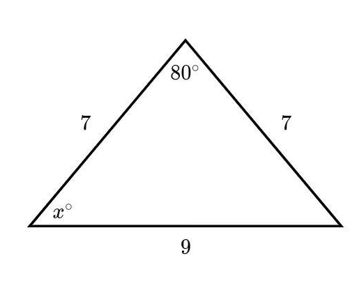 Find the value of x in the triangle shown below. Find the value of x in ...